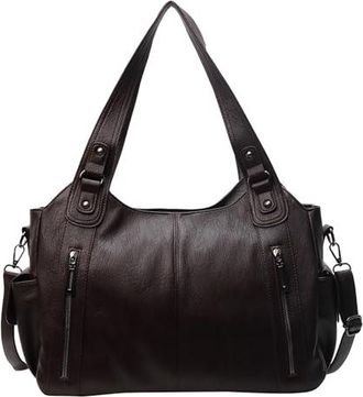 Generic Garhomtur Sac fourre-tout en cuir synthétique souple avec fermeture éclair pour femme, sac à bandoulière vintage punk, multi-poches, sac à bandoulière