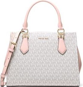 Michael Kors Marilyn Sacoche de taille moyenne, matériel doré/signature MK/blush poudré multicolore