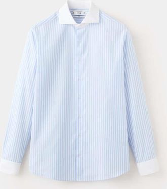 Mango Chemise costume slim-fit 100 % coton &agrave; rayures bleu ciel - Homme - XXL - MANGO MAN