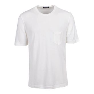 Drumohr Homme, Tops, Blanc, Taille: L T-Shirt Col Rond