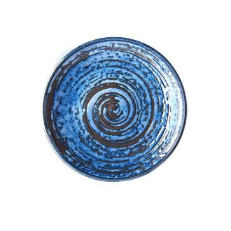 Generic MIJ Europe Kuchenteller aus Keramik, Gros&szlig;er Essteller, Runder Teller, Servierteller, Japanische Keramik, Copper Swirl, 25.5 cm Durchmesser, Sp&uuml;lmasch