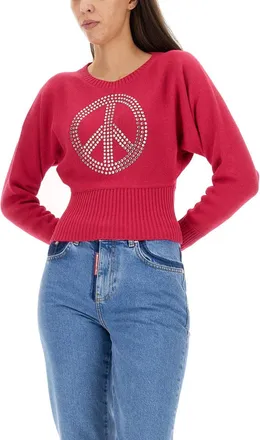 Moschino Peace Symbol Virgin Wool Sweater - Pink