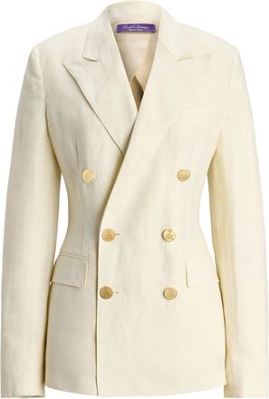 Ralph Lauren Collection Leinenblazer mit V-Ausschnitt - Nude