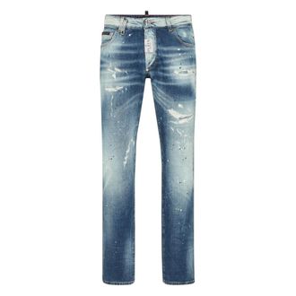 Philipp Plein Homme, Jeans, Bleu, Taille: W38 Pantalon Coupe Super Droite Paisley Bandana