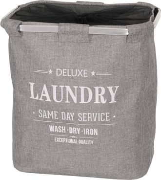 Mendler Wäschesammler HWC-C34, Laundry Wäschebox Wäschekorb Wäschebehälter mit Netz, 1 Fach 56x49x30cm 82l - grau