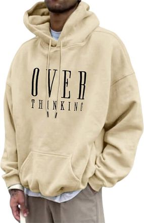 TOMWELL Herren Kapuzenpullover Vintage Hoodie Druck Langarm Pullover für Männer Lässiges Oversized Sweatshirt Warm Pulli Sweatjacke mit Kapuze und Tasche Spor