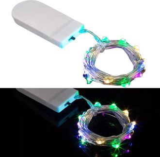 Generico Lichterkette mit Batterien, batteriebetrieben, Kupferdraht, 1 m, zur Dekoration im Innenbereich, Weihnachten, Neujahr, Ostern, Geburtstag