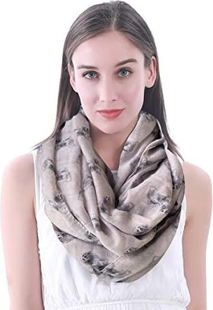 Lina & Lily &eacute;charpe tube snood &agrave; motif chien Bichon Havanais (Beige)