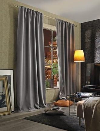 Home Wohnideen Home WOHNIDEEN Abdunkelnder Akustikschal 2-lagig Silencio, gefärbt, mit 10 cm Kombiband, Farbe: grau, Größe: 245 x 135 cm, Anzahl:1x