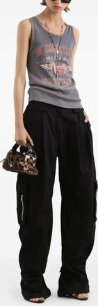 Dolce & Gabbana print-detail crew neck tank top - Grau