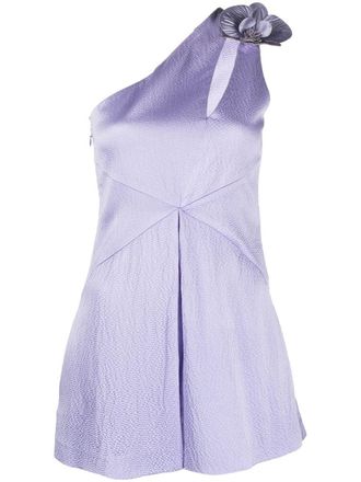 Genny combishort asym&eacute;trique &agrave; fleurs appliqu&eacute;es - Violet