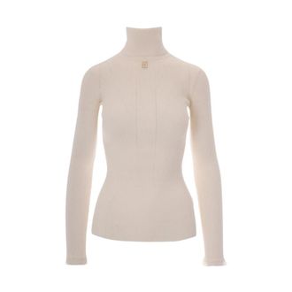 Elisabetta Franchi Femme, Pulls, Beige, Taille: 40 FR Mk22B66E2193 Pull &agrave; col roul&eacute; c&ocirc;tel&eacute;