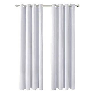 Deconovo Rideaux Occultants Isolant Thermique Anti Froid, Design Moderne &agrave; Oeillets, Rideaux pour Salon et Chambre, 117x229 CM (Largeur x Hauteur), Blanc Pale 