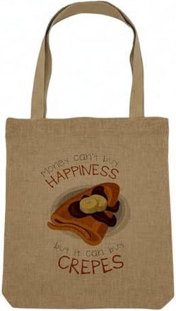 Fabulous Sac Shopping Tote Bag Aspect Lin - Crepes - Money Cant Buy Happiness Pancake Sugar Sac de Courses Toile Epaisse 360g Beige Naturel Cabas Port&eacute; Epaule 