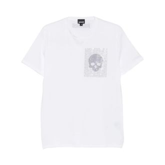 Just Cavalli T-Shirt mit Strass-Logo - - Tops - Herren - Wei&szlig; - M