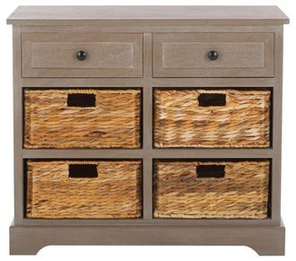 Safavieh Contemporain en Bois Coffre de Rangement avec 2 Tiroirs et 4 Paniers, Gris, 35 x 75 x 70
