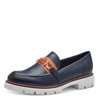 Marco Tozzi by Guido Maria Kretschmer Damen Slipper mit Blockabsatz Elegant, Blau (Navy Comb), 40 EU