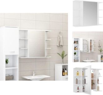 vidaXL Bad-Spiegelschrank Weiß 80x20,5x64 cm Holzwerkstoff - Badezimmermöbel - Spiegelschrank - Holzwerkstoff - Weißer Spiegelschrank - Aufbewahrung Im