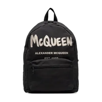 Alexander McQueen Graffiti Rucksack Schwarz Canvas - - Bags - Herren - Schwarzk - ONE SIZE