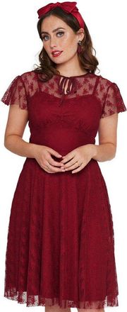 Voodoo Vixen A-Linien-Kleid Melody Burgundy Lace Flare Dress Retro Vintage Spitze