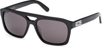 GCDS Quadratische Schwarze Sonnenbrille - - Accessories - unisex - Schwarzk - 56 MM