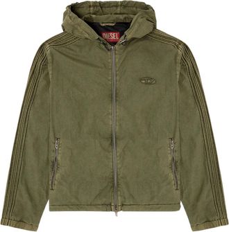 Diesel Homme, Vestes, Vert, Taille: L Veste zipp&eacute;e &agrave; capuche en popeline de coton