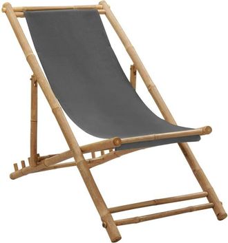 vidaXL Liegestuhl Bambus und Canvas Dunkelgrau Vidaxl