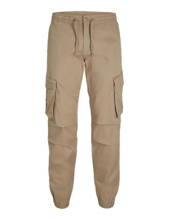 Jack & Jones Herren Hose Cargohose Stoffhose Noah Cuffed Cargo Relaxed Fit, Farbe:Beige, Artikel:-Elmwood, Größe:2XL