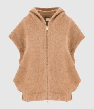 C.T. Plage Gilet Ladies Hood N.Camel