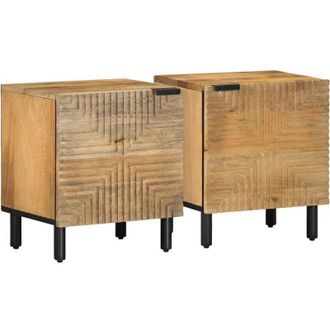vidaXL Nachttische 2 Stk. Braun 40x33x46 cm Massivholz Mango - Vidaxl