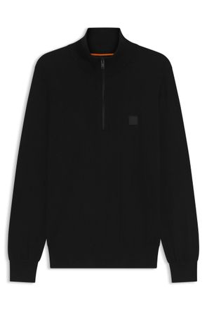 BOSS Herren Kanobix S Pullover aus Baumwolle und Kaschmir mit Troyerkragen Schwarz001 M