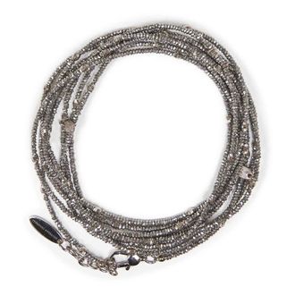 Brunello Cucinelli Femme, Accessoires, Gris, Taille: ONE Size Bracelet Wrap en H&eacute;matite et Argent Sterling