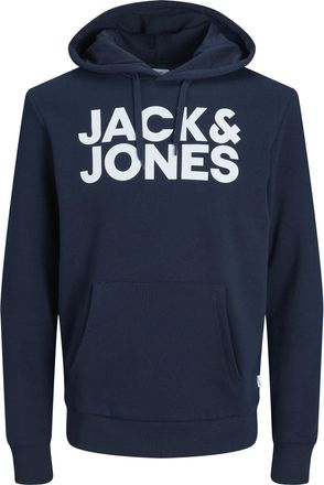 Jack & Jones Herren Corp Logo Sweat Hood Classic Kapuzen Sweatshirt Basic Sweater, Farben:Navy, Größe Pullover:XS