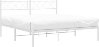 vidaXL Cadre de lit métal sans matelas et tête de lit blanc 140x190 cm Vidaxl