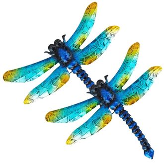 FOMIYES Eiserne Libellen Wanddekoration 2 St&uuml;ck Metall Wandskulptur H&auml;ngende Gartendeko f&uuml;r Wohnzimmer und Terrasse