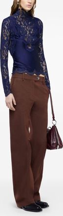 Paco Rabanne Floral Lace with Scalloped Edges Blouse - Navy