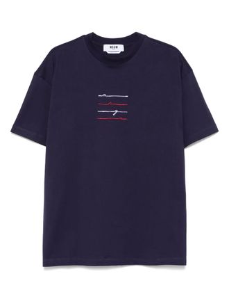 Msgm t-shirt &agrave; logo brod&eacute; - Bleu