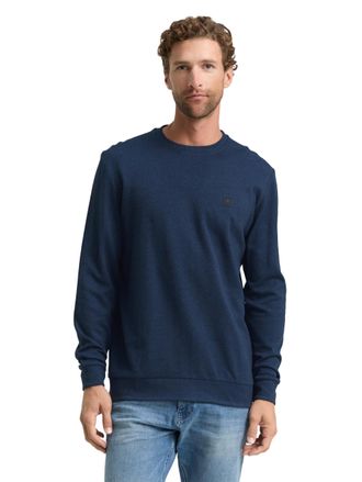 Tom Tailor Herren 1048586 Langarmshirt mit Logo-Badge, 39218-Real Teal Grindle Structure, XXL