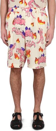 Marni Silk Print Bermuda Shorts - Ivory