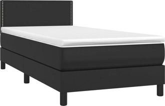 vidaXL Boxspringbett mit Matratze & led Schwarz 90x200 cm Kunstleder Vidaxl