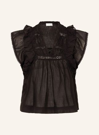 Neo Noir Neo Noir Blusentop Jayla Mit Spitze Und R&uuml;schen schwarz