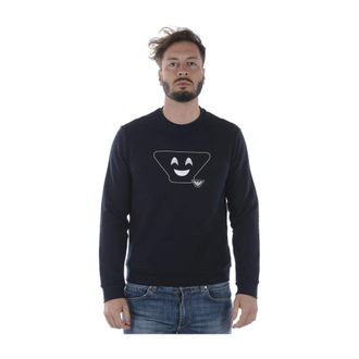 Emporio Armani Homme, Sweatshirts et sweats &agrave; capuche, Bleu, Taille: XL SweaT-shirt double jersey avec micro patch logo