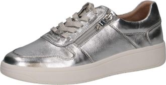 Caprice Damen Sneaker flach aus Leder mit Reißverschluss, Silber (Silver), 39 EU