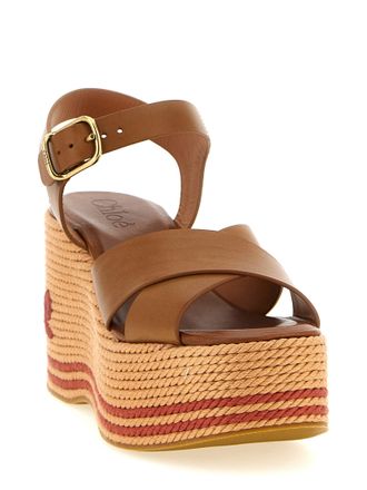 Chlo&eacute; Womens Brown Calfskin Wedge Sandals