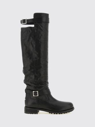 Jimmy Choo London Bottes motardes au genou en cuir dagneau &agrave; bout rond