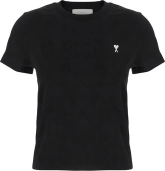Ami Femme, Tops, Noir, Taille: 42 FR Ami De Coeur Cropped T-shirt
