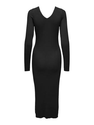 Only Onljulie Life Ls V-Neck Maxi Dress KNT Robe tricotée, Noir, S Femme