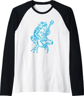Seembo Frosch spielt Gitarre Lustig Reptil Rock Gitarristen Musiker Raglan