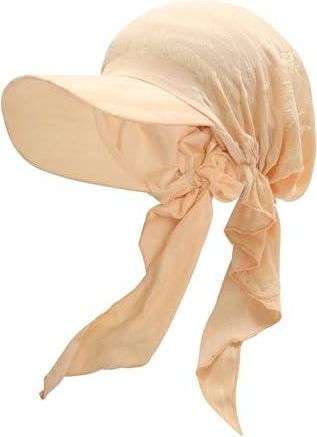 ZLYC Chapeau de Chimio dété pour Femme avec visière à Bord, Bonnet léger pré-noué, Orange/Rose déchiré, Taille Unique