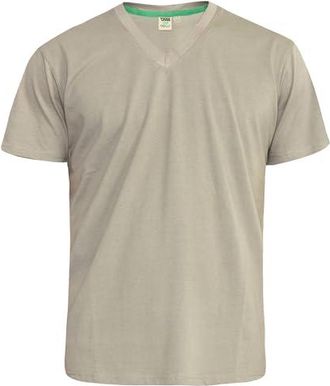 D555 Duke T-shirt en coton côtelé pour homme Col en V Uni, kaki, XXXXXL